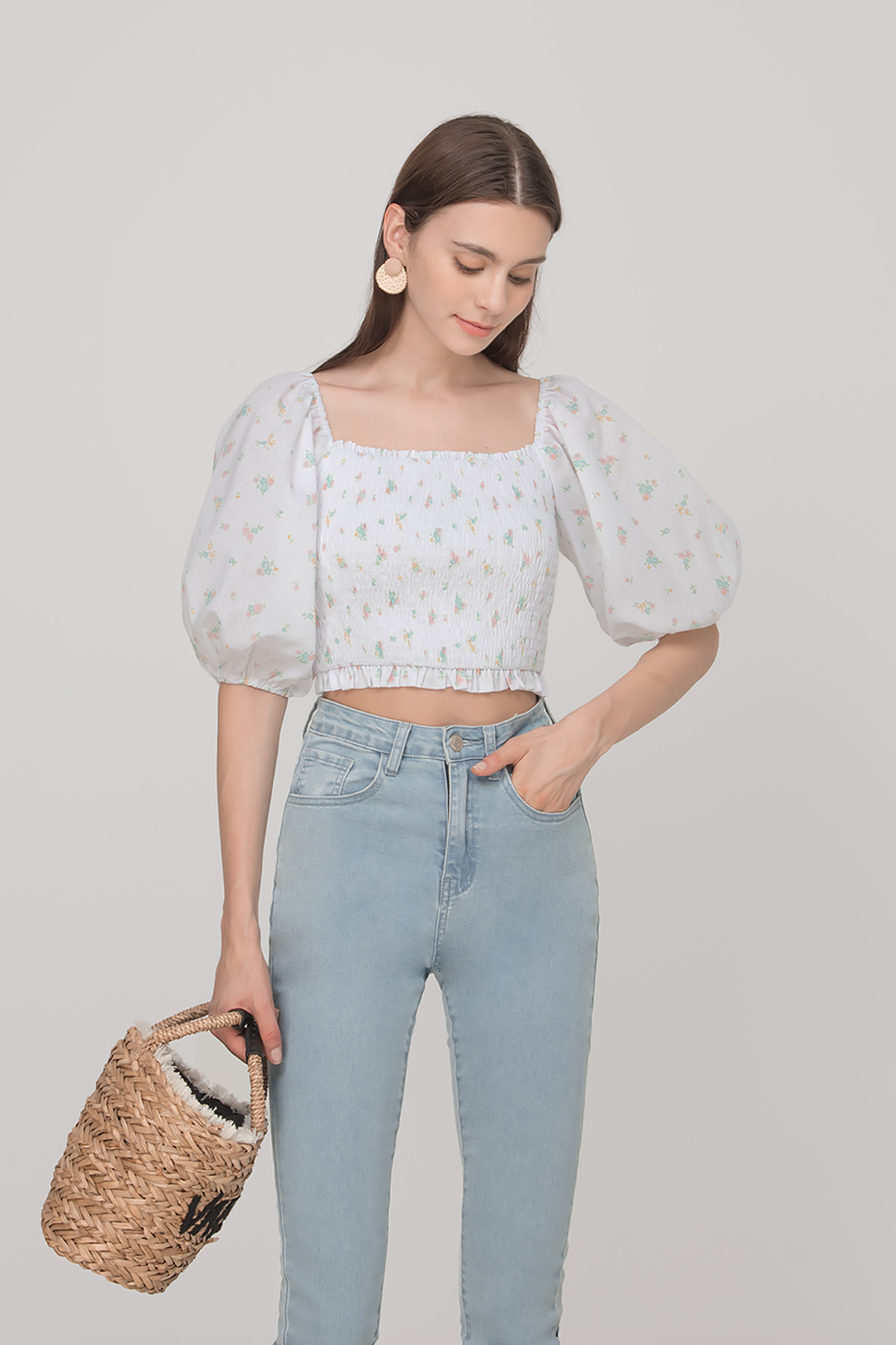 Fayth • Spring Floral Shirred Crop Top